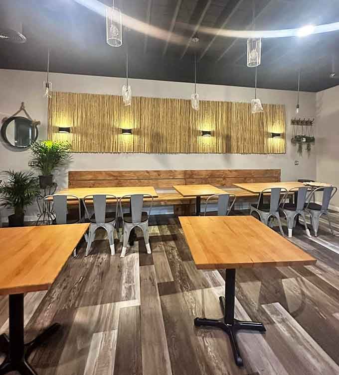 Modern meets cozy in a space that proves barbecue joints can clean up real nice when they want to.