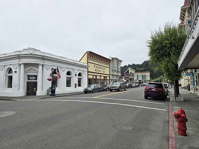 Victorian storefronts line up like a beauty pageant for buildings, each one more photogenic than the last.