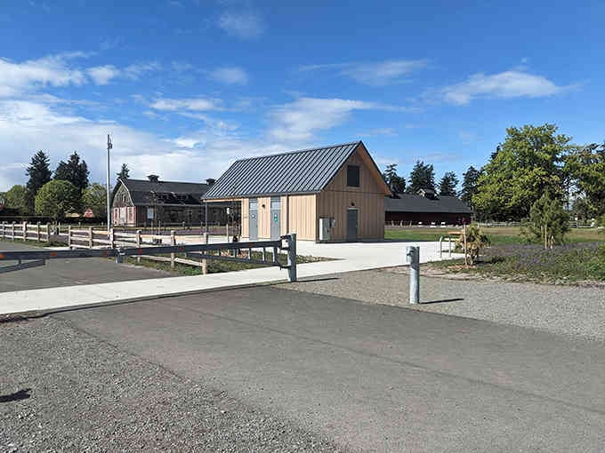 Modern barn meets rustic charm, proving that Fort Steilacoom Park knows how to blend old and new beautifully.