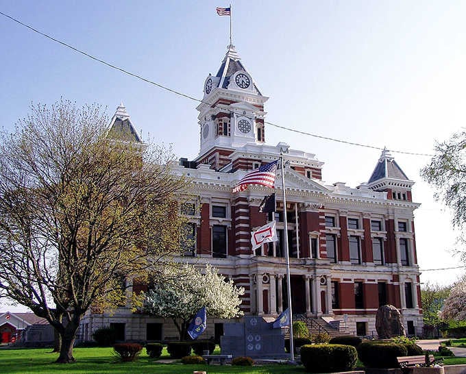 That courthouse clock tower has been keeping Franklin punctual since the 1880s, no snooze button required.