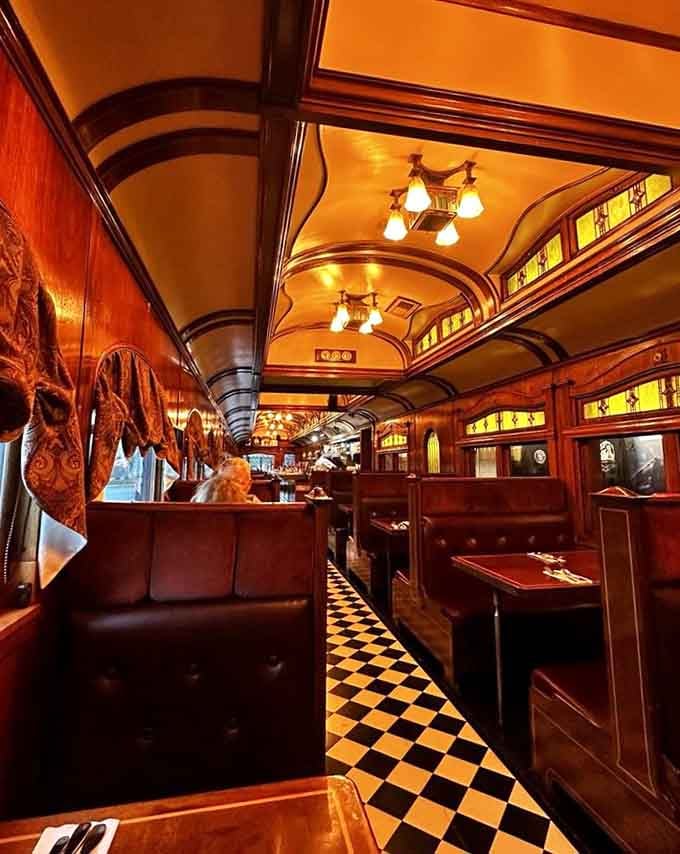 Step inside and suddenly you're dining in the golden age of rail travel, minus the actual travel part.