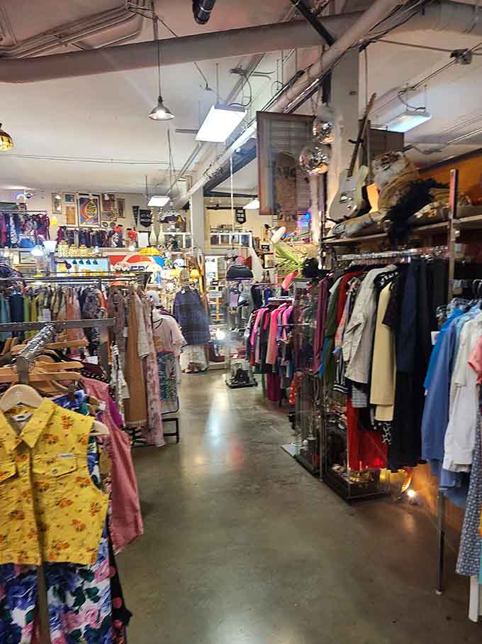 Aisles of treasures stretch before you, each rack hiding potential wardrobe gold from decades past.