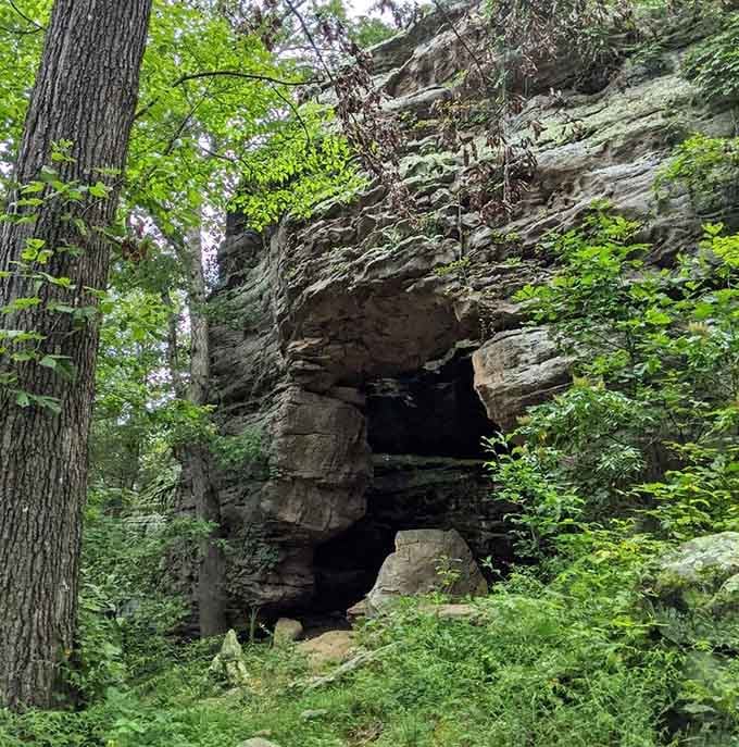 These layered rock formations hide cool shadows and secret spaces, like nature's own architectural masterpiece in stone.