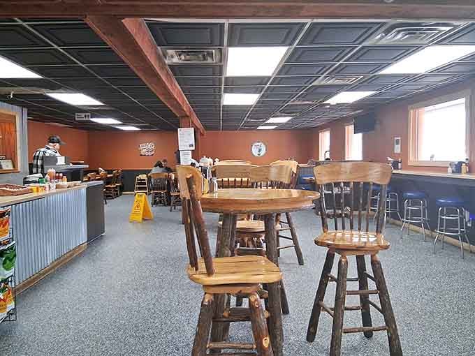 Orange walls and wooden tables set the stage for meals that require full attention and zero pretense.