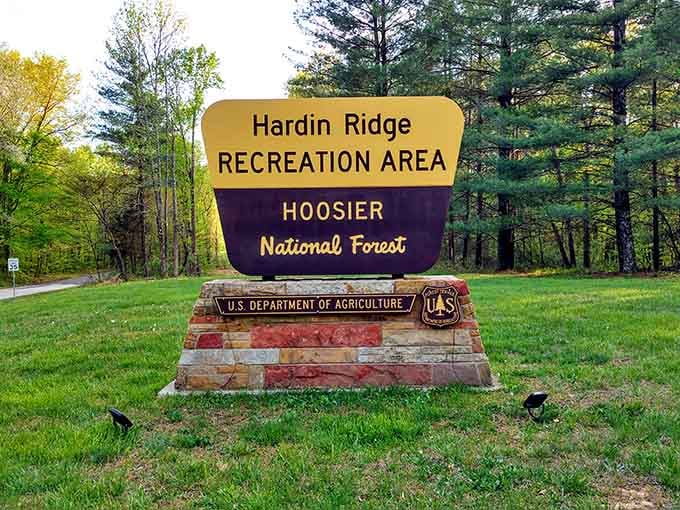 That official U.S. Forest Service sign means this isn't some makeshift swimming hole&mdash;it's the real deal, folks.