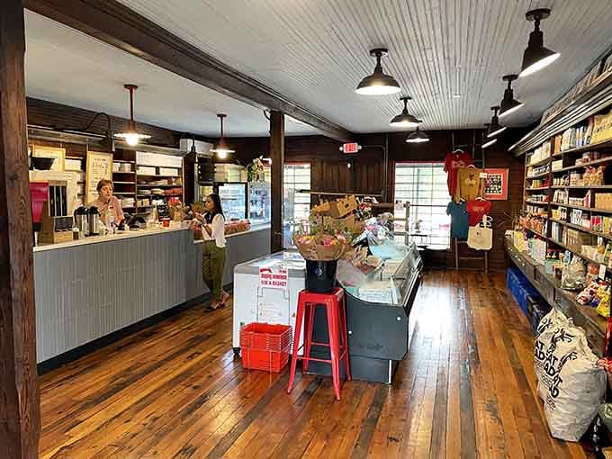Step inside where hardwood floors meet corrugated ceilings, and suddenly you're home but with better desserts.