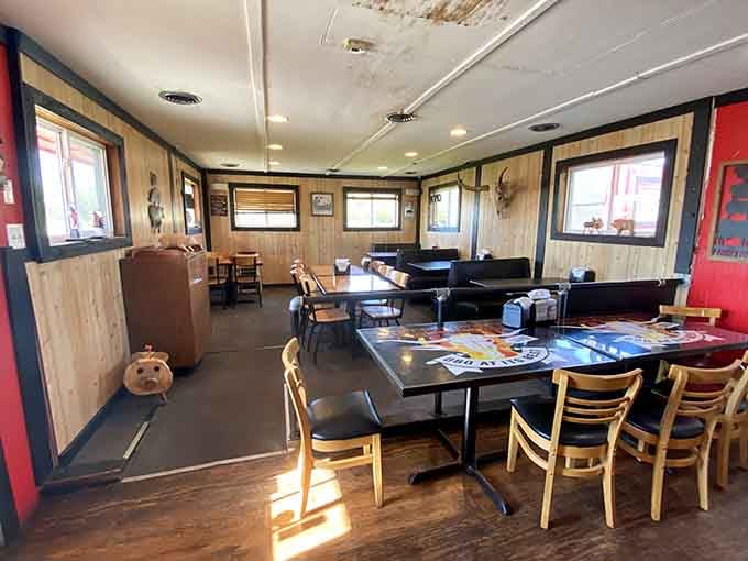 Wood paneling and comfortable seating create the perfect stage for your upcoming barbecue performance.
