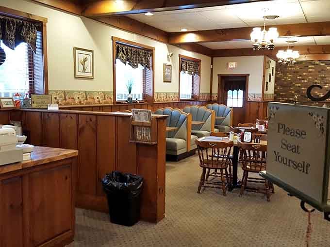 Wood paneling and comfortable booths create the perfect setting for serious eating without any of that trendy nonsense.