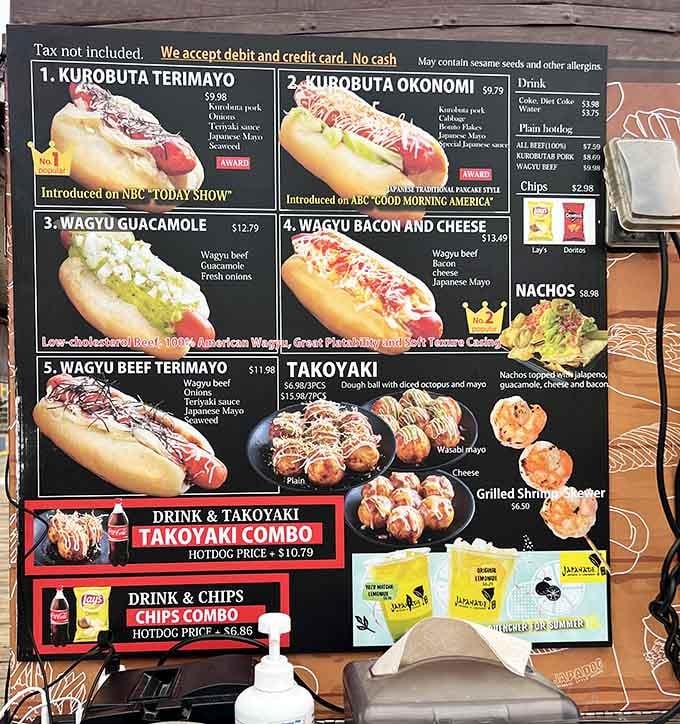 This menu reads like a delicious love letter between Tokyo and an American ballpark.