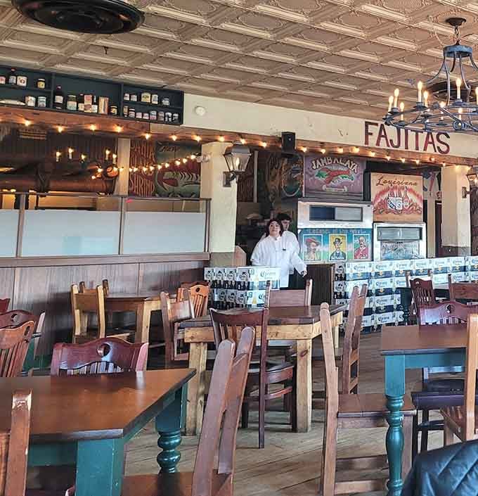 Step inside and you're transported to a Southwestern paradise where the ceiling fans spin and the good times roll.