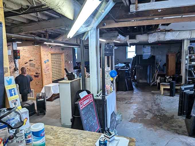 The industrial chic aesthetic says "we're serious about letting you wreck stuff" louder than any mission statement ever could.