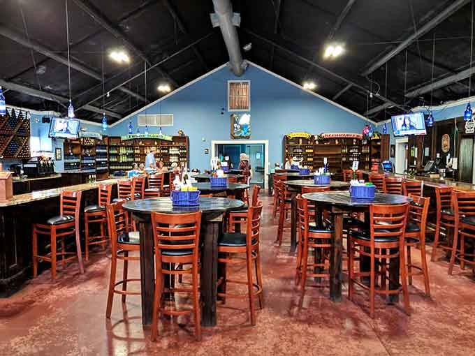 String lights and rustic charm create the perfect atmosphere for discovering that Florida actually makes excellent wine.