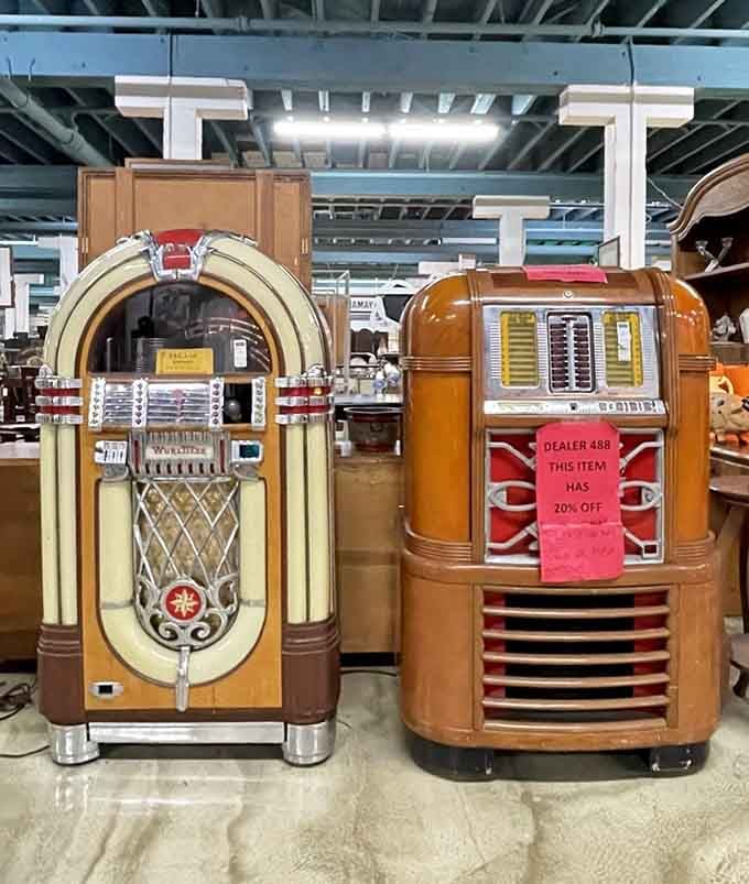 Those gleaming jukeboxes aren't just eye candy, they're time machines that still remember every doo-wop hit.