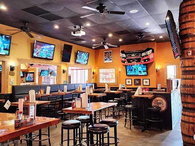 Sports memorabilia meets whiskey bar sophistication in a space that feels welcoming whether you're solo or with friends.