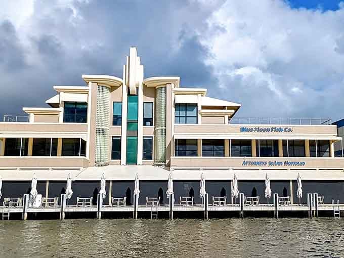When your waterfront restaurant looks this inviting, the hardest part is choosing between inside seating or outside.