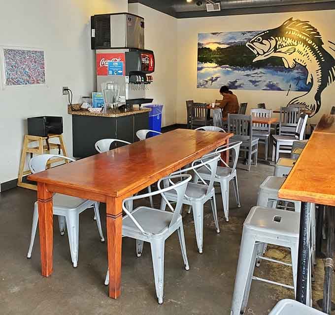 That magnificent fish mural sets the tone perfectly: this is where serious seafood lovers gather for casual perfection.