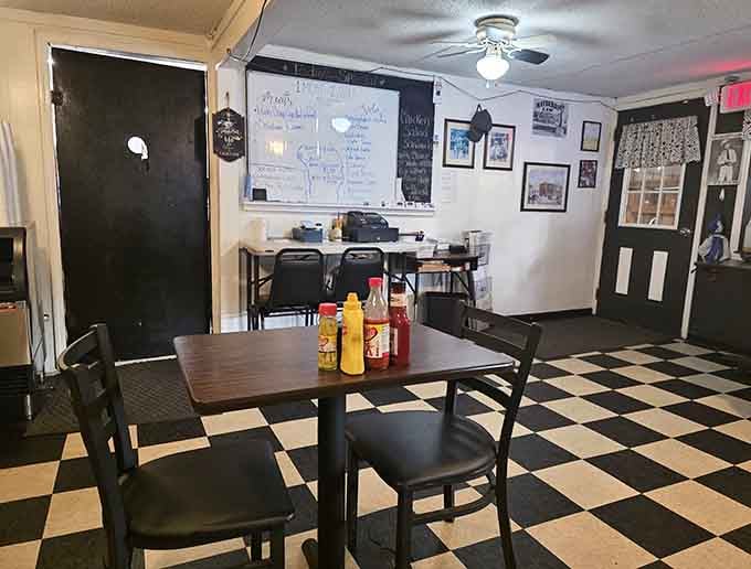 Classic checkered floors and framed memories create the perfect setting for sandwiches that taste like simpler times.