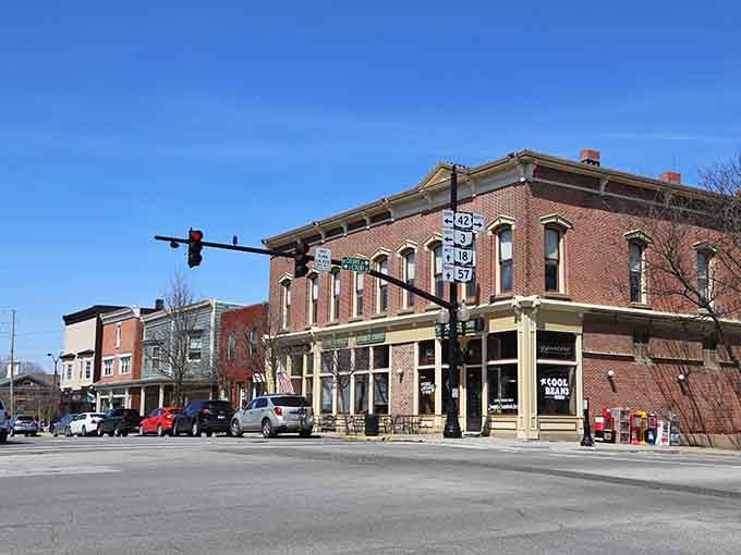 Main Street magic captured in brick and mortar, where window shopping feels like discovering buried treasure.