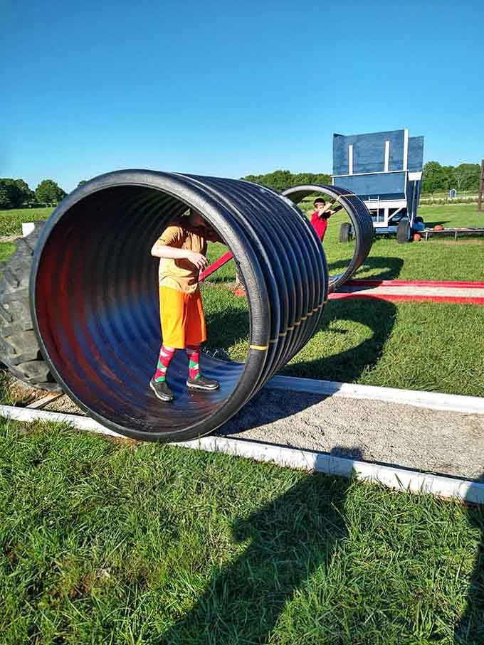 Kids disappear into these oversized tunnels faster than berries vanish from your picking bucket back home.