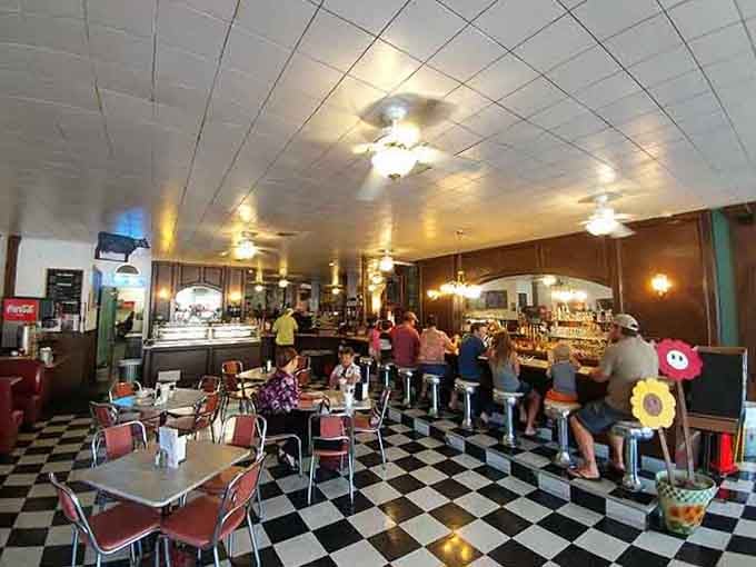 Step inside and suddenly it's 1955 again, complete with checkered floors and the promise of homemade everything.