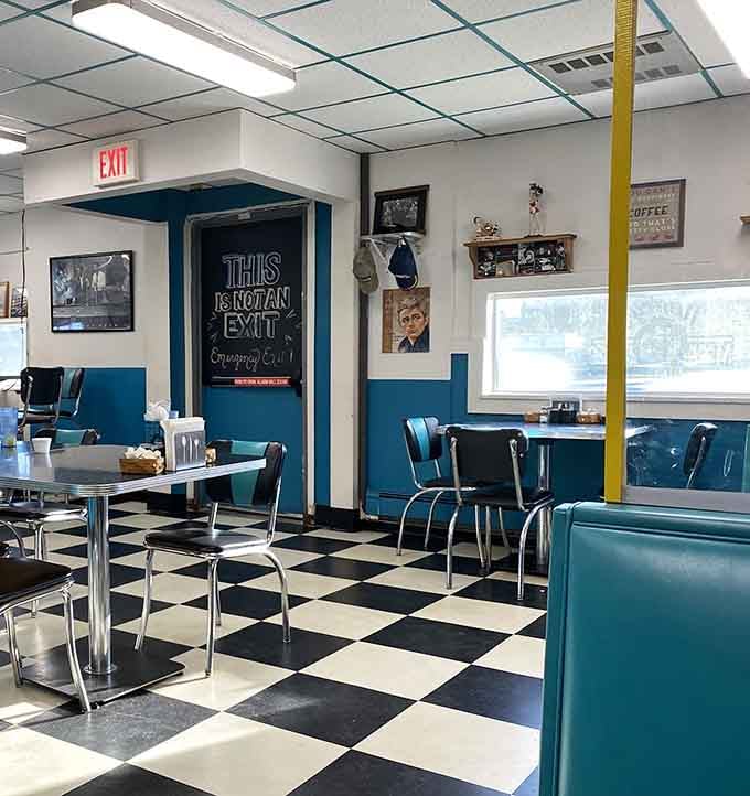 Those turquoise booths and checkered floors transport you straight to diner heaven without a time machine required.