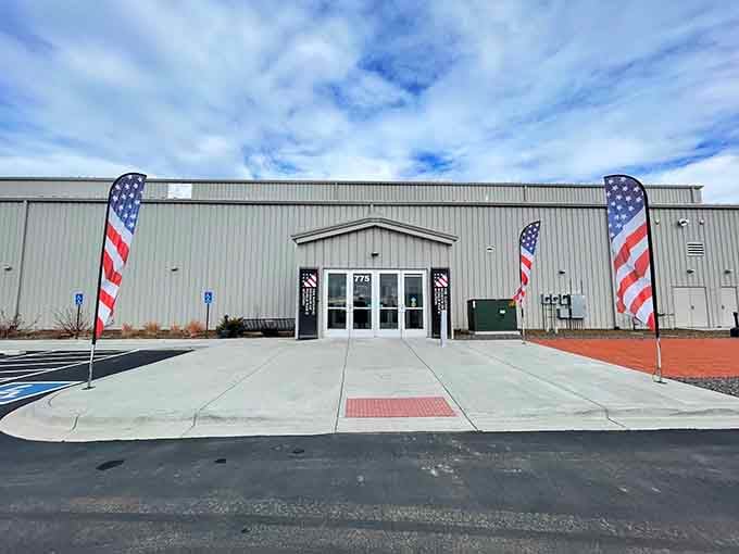 Two flags stand guard over treasures that once ruled the skies during humanity's darkest hour.