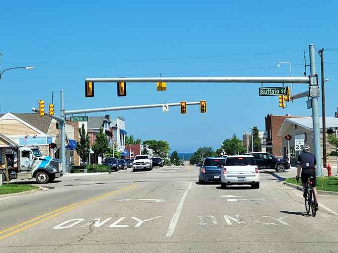When the street sign literally points to "Only One Way," you know you've found a town with priorities.