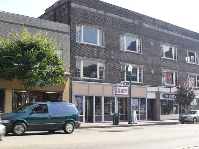 Main Street storefronts where actual people shop, not just Instagram influencers pretending to discover authentic America for clicks.