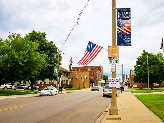 Small-town America at its finest, where patriotic pride meets genuine hospitality on every charming downtown corner.