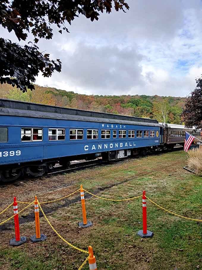 The Wabash Cannonball sits ready for departure, looking like it rolled straight out of America's golden age of rail.