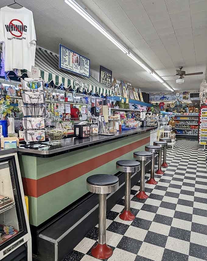 Chrome stools, checkered floors, and vintage charm create the perfect backdrop for your ice cream dreams.
