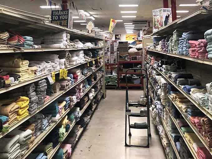 Towels stacked like a rainbow of softness, waiting to upgrade your bathroom without downgrading your bank account.