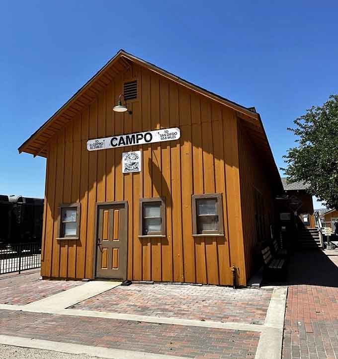 The Campo depot stands ready like a time capsule with a welcome mat, inviting you back to simpler days.