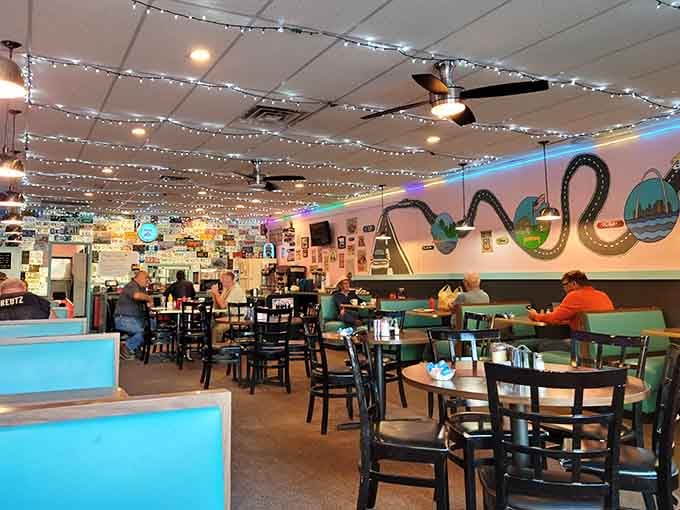 Step inside and suddenly it's 1955 again, complete with twinkle lights and the promise of really good food.