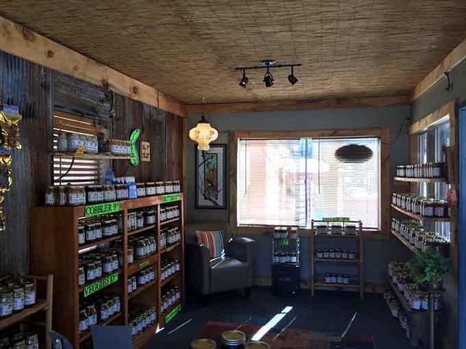 Inside this cozy space, jars of pickled treasures line every surface like a delicious library of preserved perfection.