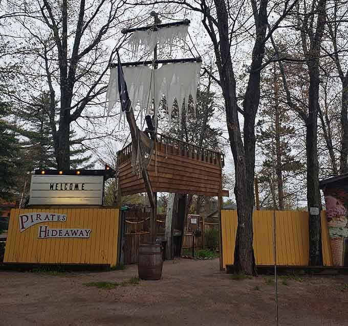 That towering ship entrance isn't just for show, it's your gateway to becoming a legitimate buccaneer for the day.