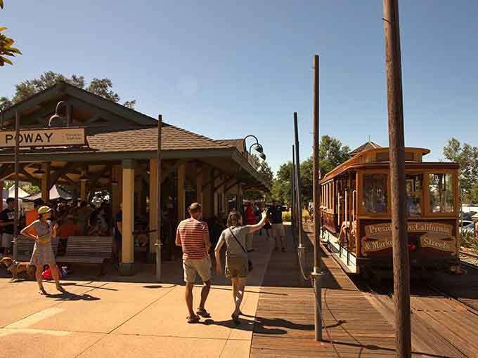 The depot welcomes visitors like an old friend, complete with vintage streetcar ready for its close-up.