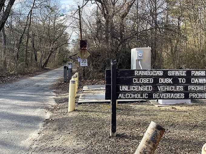 The entrance to your new favorite escape, where the only traffic jam involves squirrels crossing.