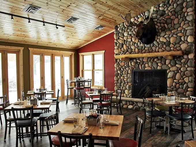 That river-rock fireplace has seen more happy diners than a Golden Girls marathon has seen cheesecake disappear.