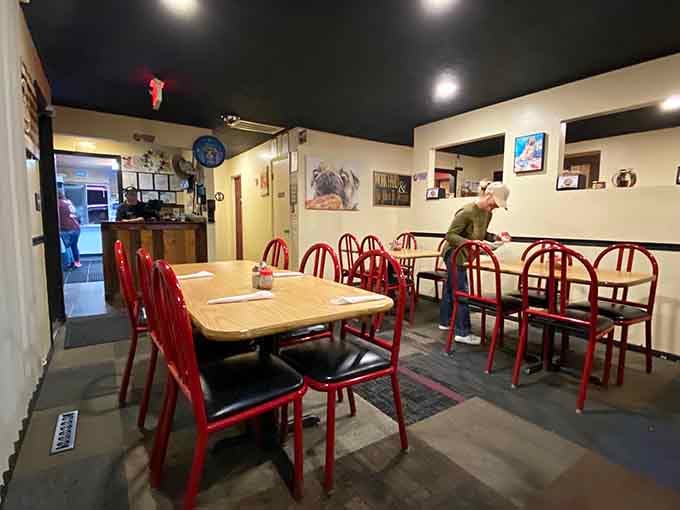 Cozy dining room vibes that feel more like a friend's basement than a tourist trap restaurant.
