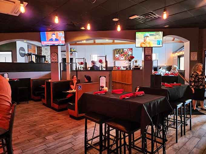 Cozy booths, warm lighting, and TVs for the game? This is where comfort meets celebration.