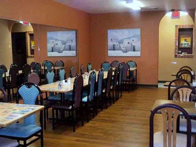 This spacious dining room proves that the best green chile doesn't need fancy decor to shine bright.