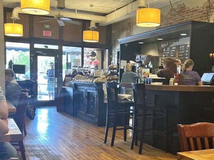 Step inside where exposed brick meets warm lighting, and breakfast dreams become delicious reality every single day.