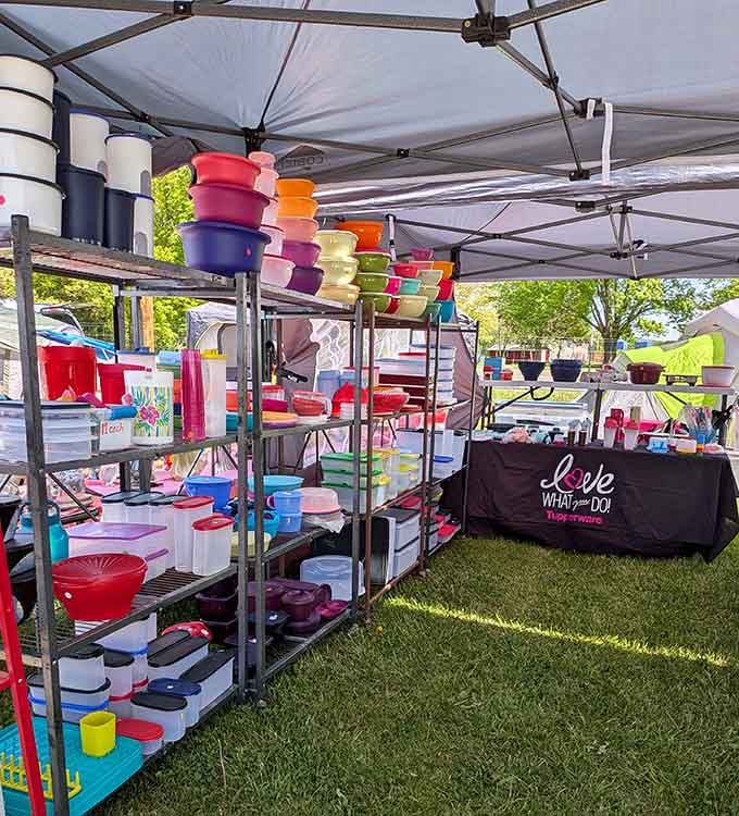 Every color of the rainbow stacked high in plastic perfection, because organization never looked so delightfully affordable.