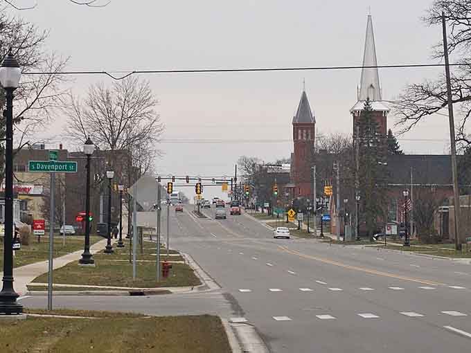 Church steeples punctuate the skyline, reminding you that some towns still have actual character worth photographing.