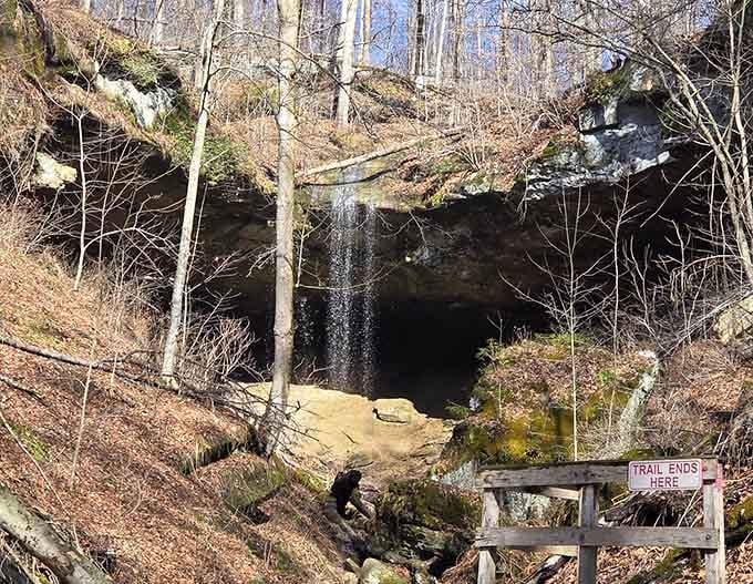 Mother Nature showing off with a waterfall-draped cave entrance that looks straight out of an adventure movie.