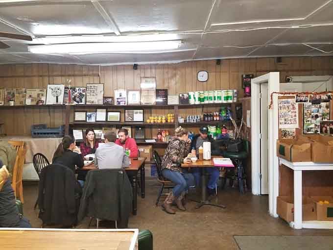 Wood paneling and simple tables create the kind of authentic atmosphere money can't buy or fake.