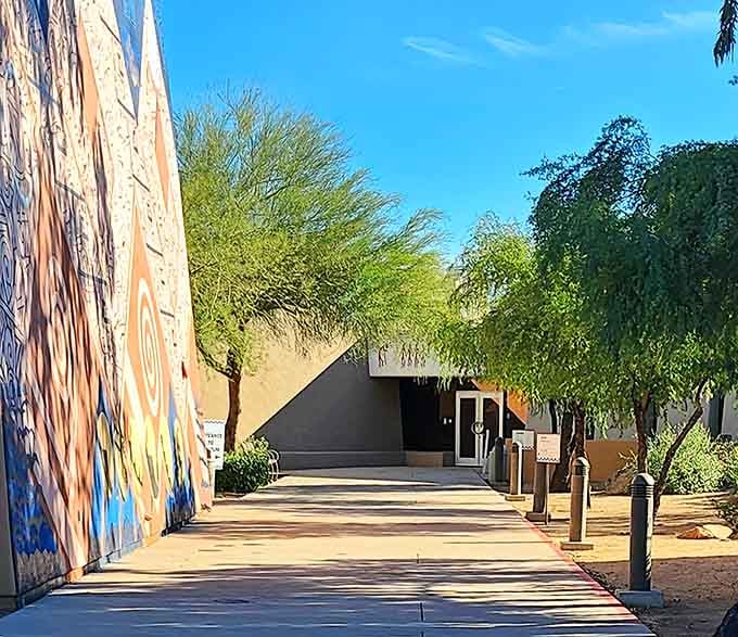The pathway draws you forward like a timeline, each step bringing you closer to ancient Phoenix.
