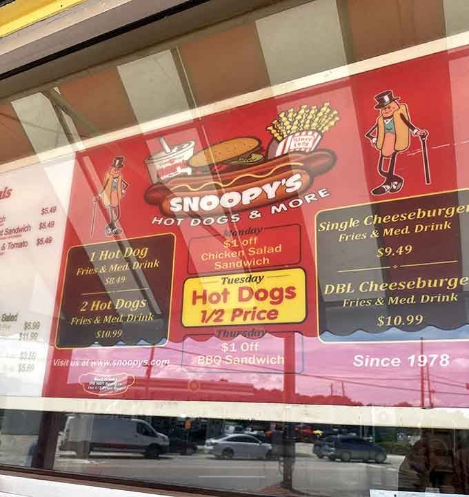 When the menu board promises half-price hot dogs on Tuesdays, you know you've found something special.
