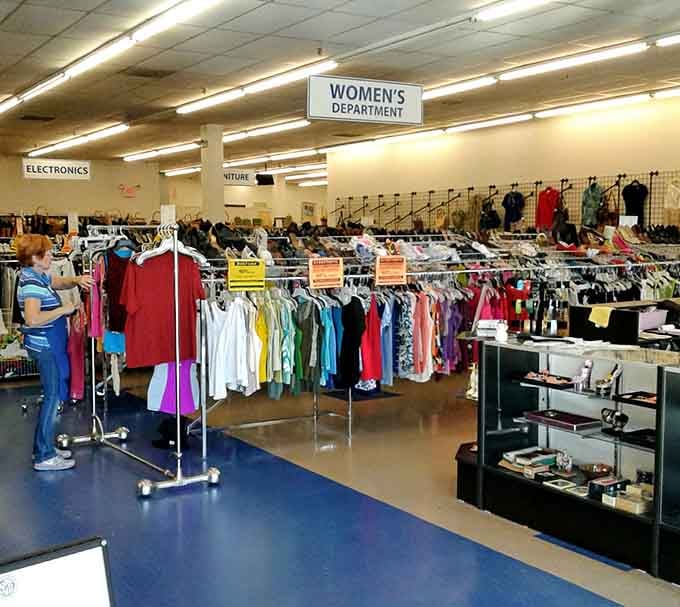 The women's department stretches out like a fashion lover's fever dream, organized and ready for your shopping marathon.